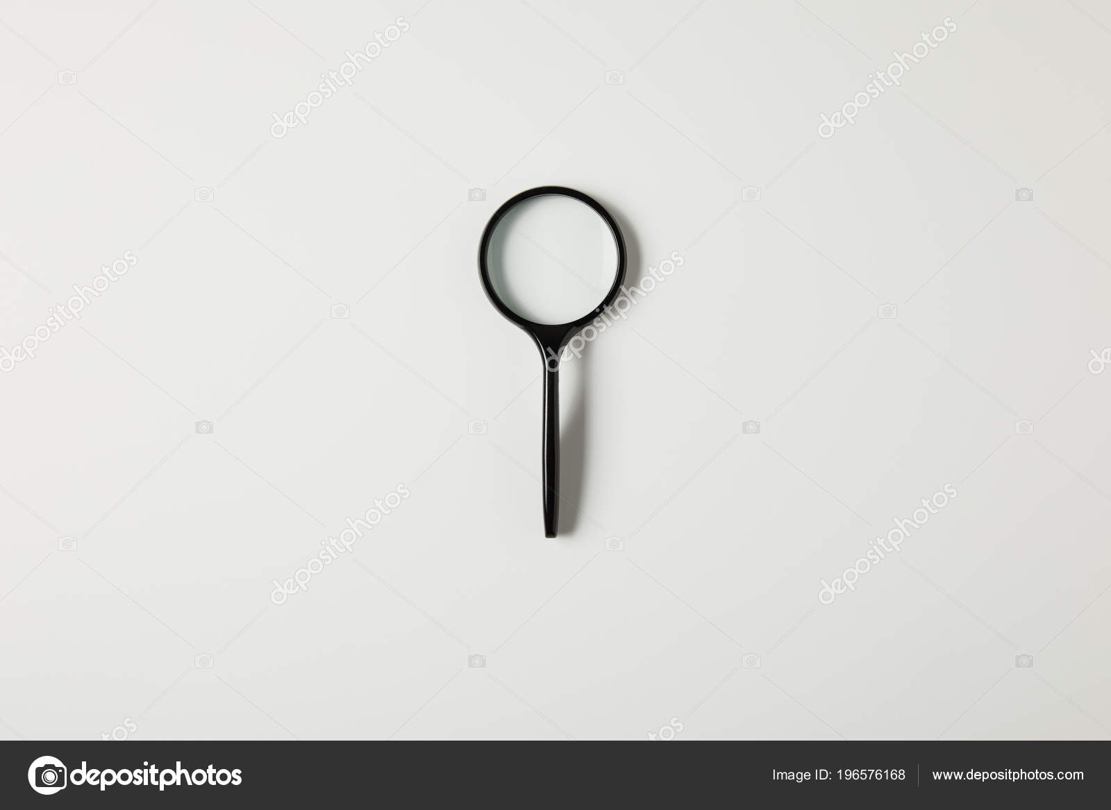 Top View Single Black Magnifying Glass Handle Isolated Grey — Stock ...