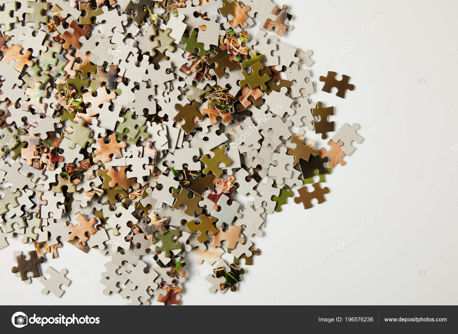 Top View Jigsaw Puzzle Pieces Copy Space Grey Stock Photo by ...