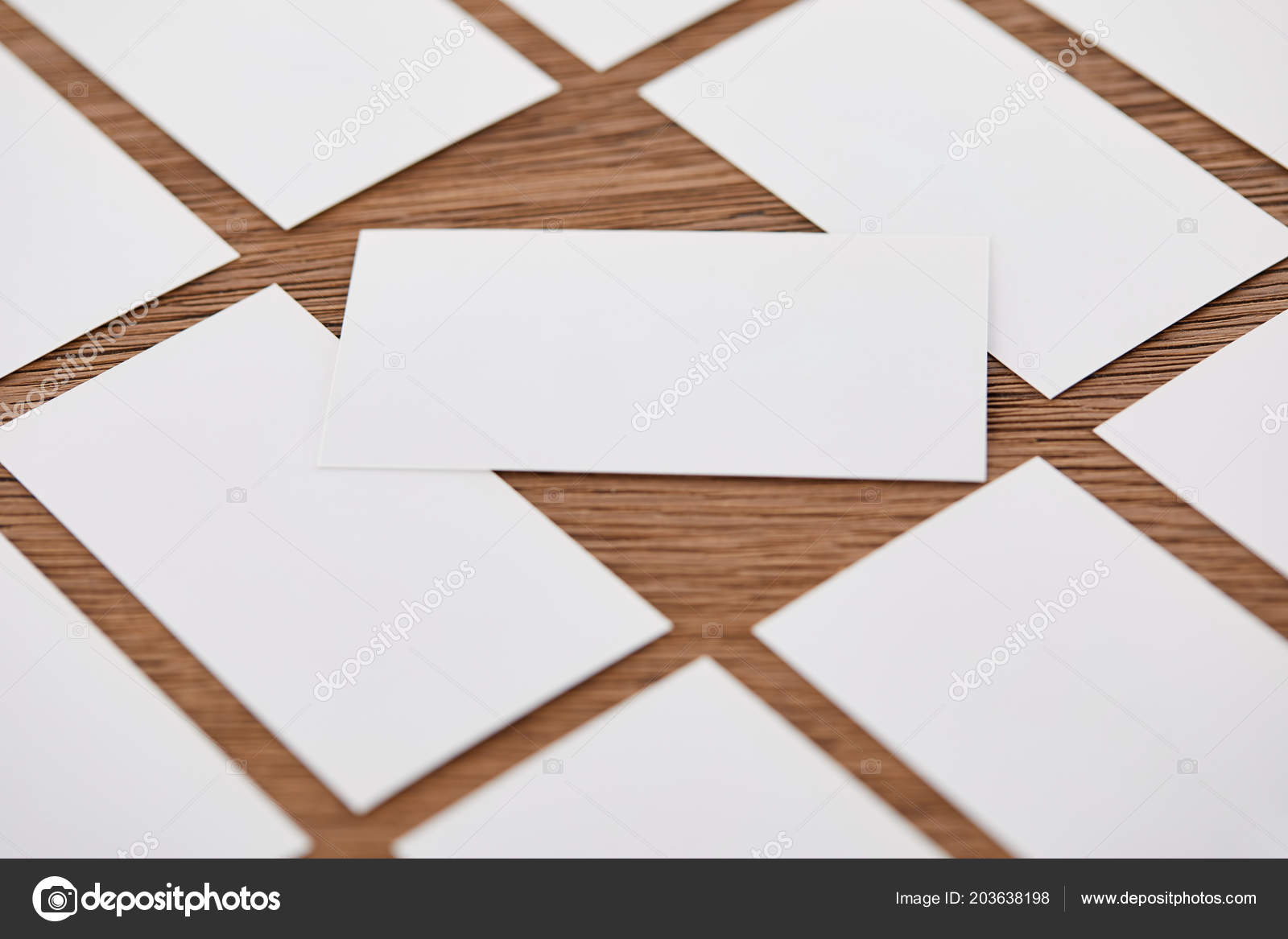 Close View Set Empty Business Cards Wooden Table — Stock Photo ...