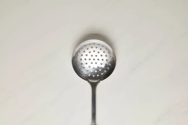 Top View Black Ladle Spoon Marble Background Stock Photo by ...