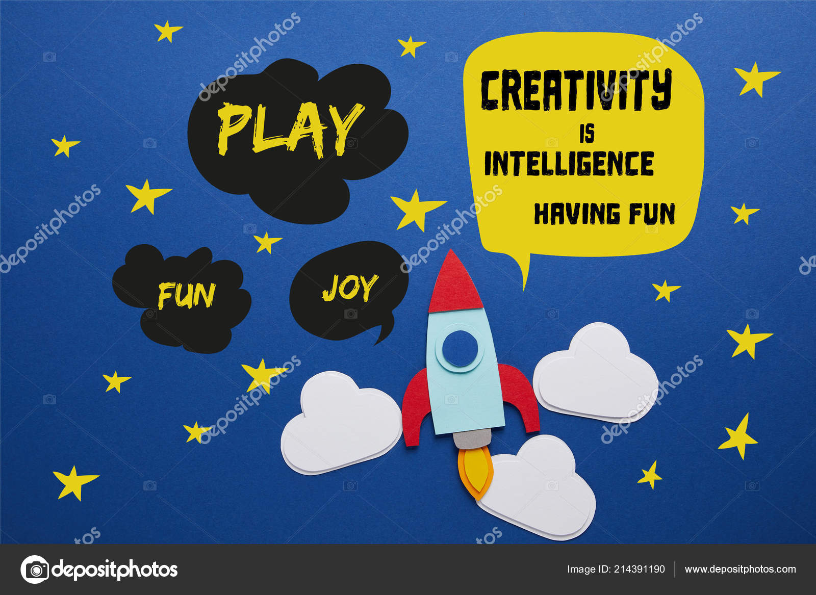 Clouds Rocket Blue Background Creativity Intelligence Having Fun ...