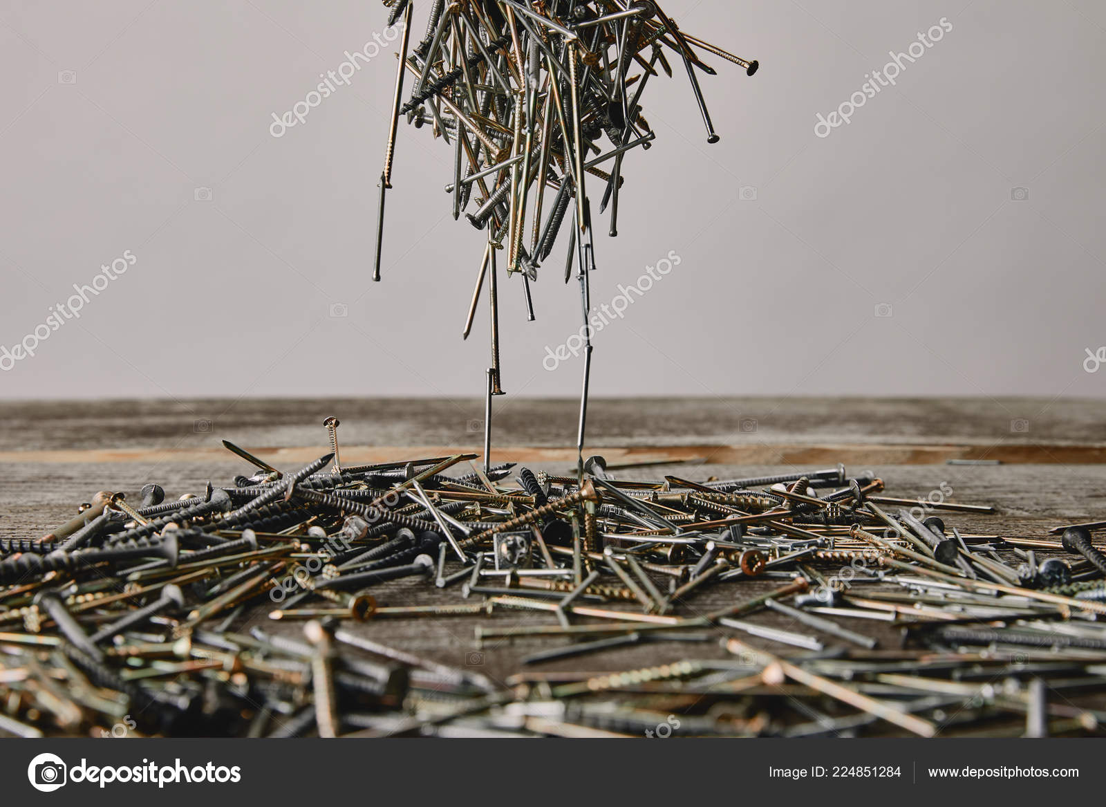 Close Nails Screws Tools Grey Background — Stock Photo © AntonMatyukha ...