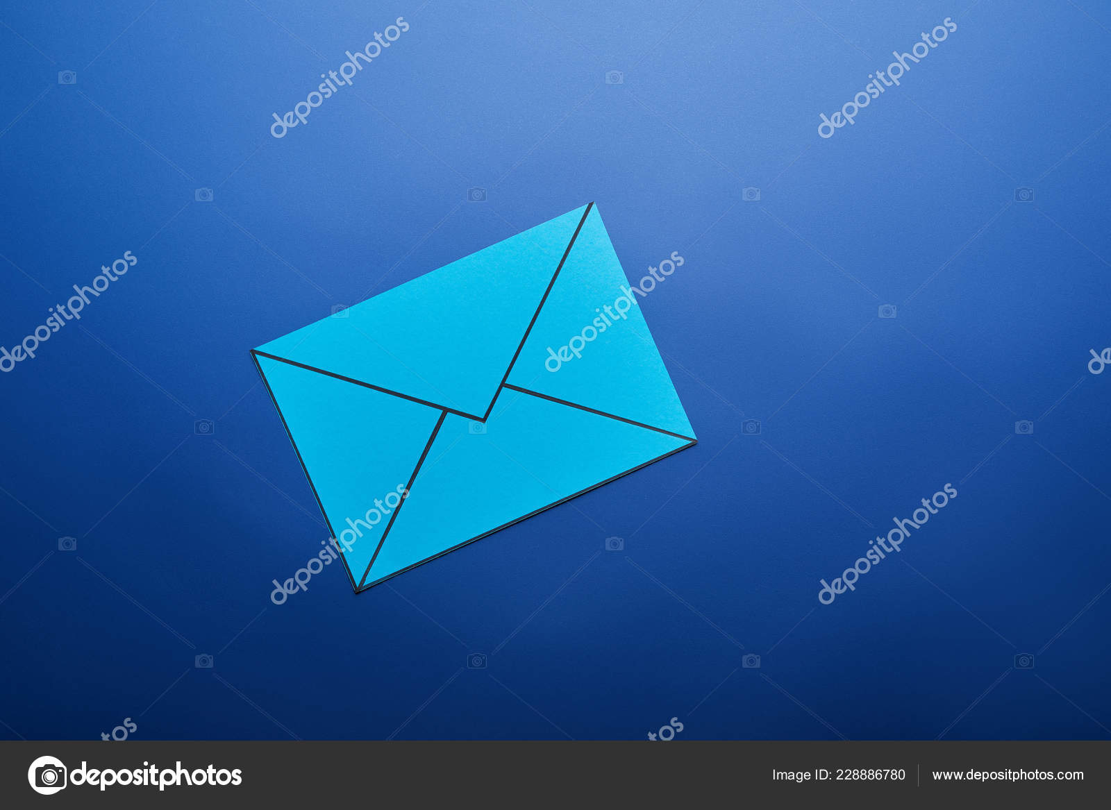 Top View Light Blue Email Sign Blue Background — Stock Photo ...