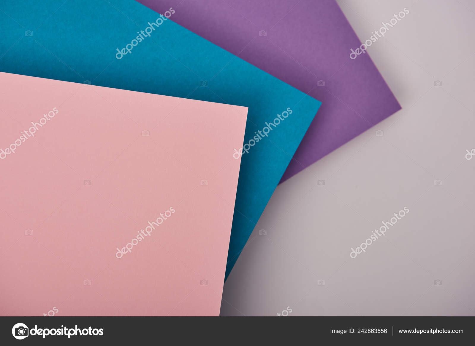 Top View Blue Purple Pink Paper Sheets Copy Space White — Stock Photo ...