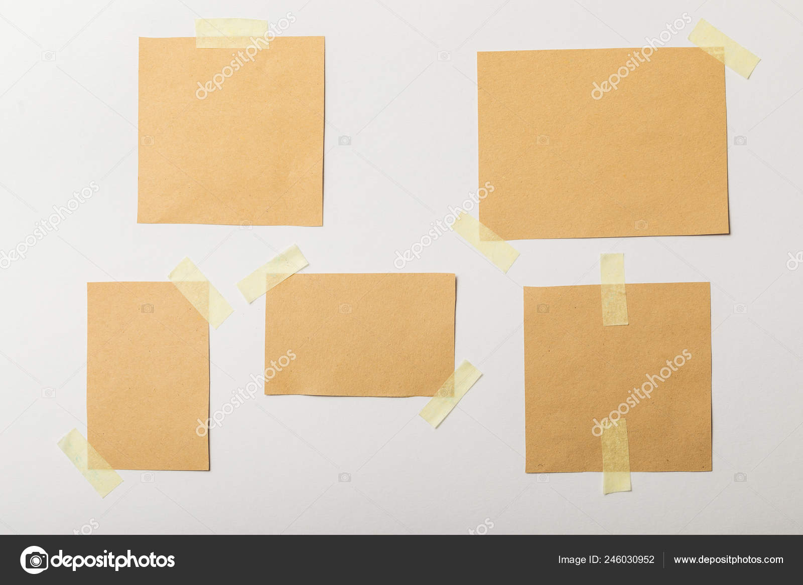 Brown Blank Papers Sticky Tape White Background Stock Photo by ...