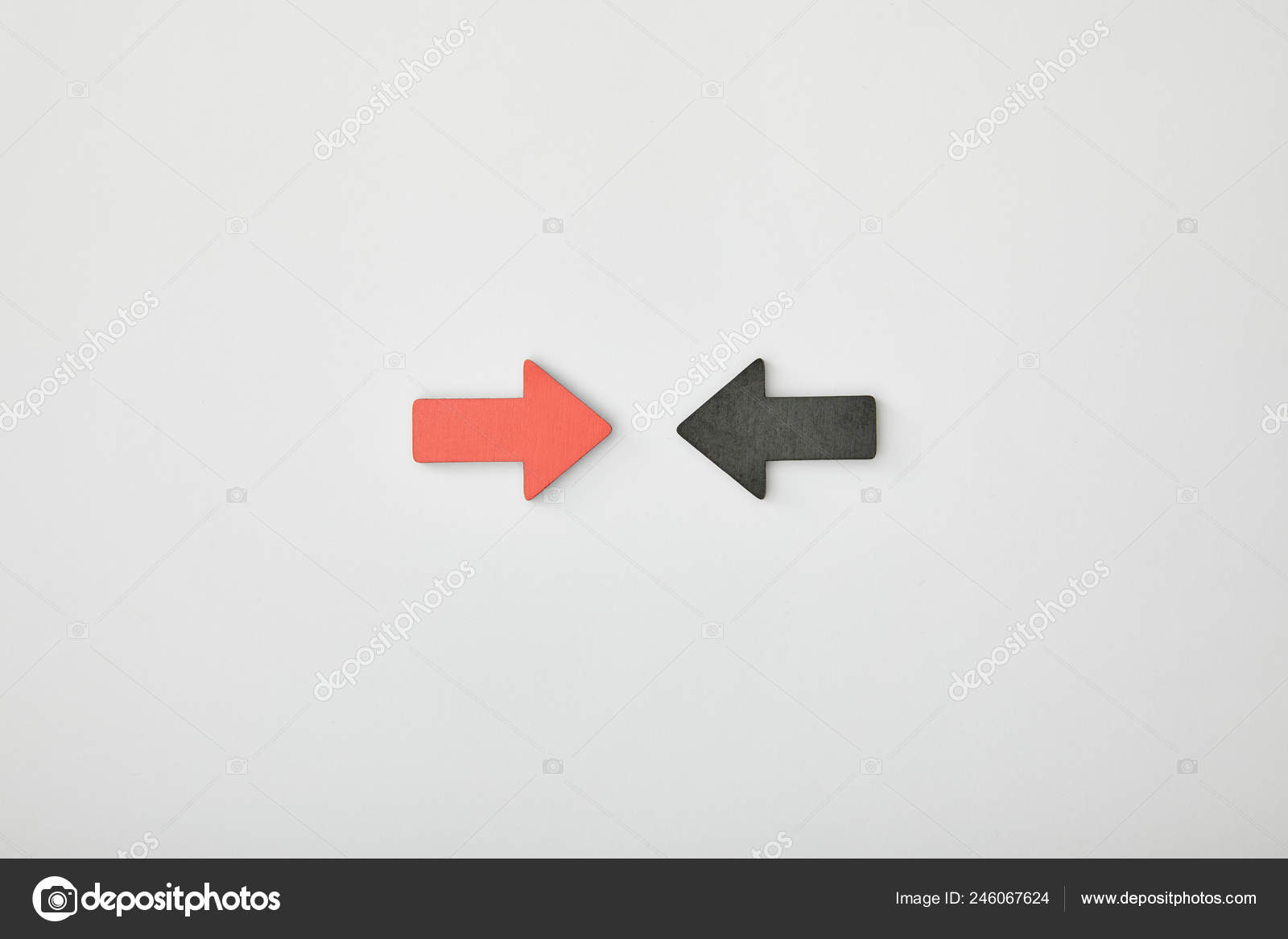 Top View Red Arrow Black Pointer Grey Background Stock Photo by ...