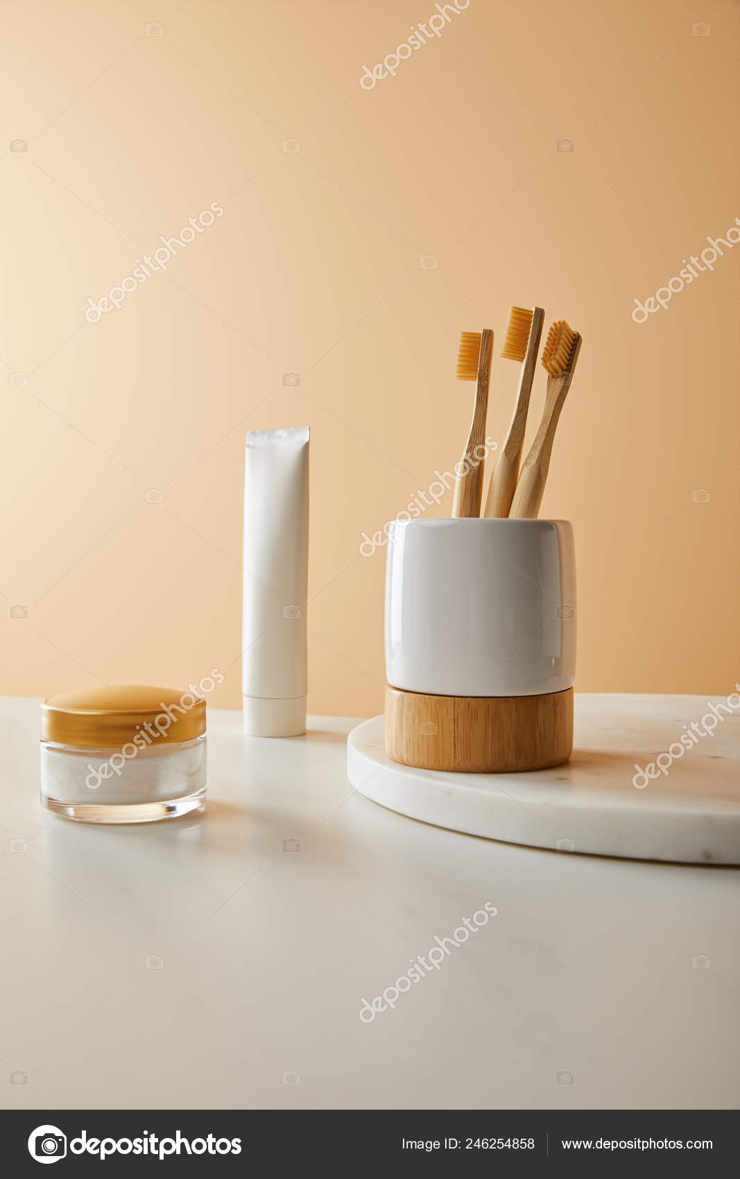 Holder Toothbrushes Marble Board Toothpaste Tube Cosmetic Cream White ...