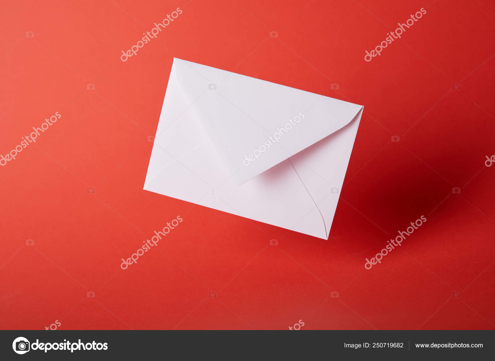 White Empty Envelope Red Bright Background Copy Space — Stock Photo ...