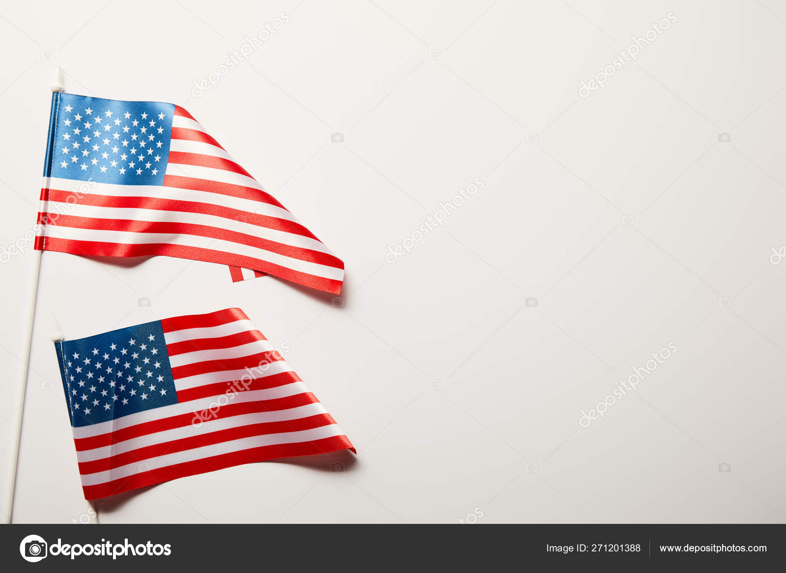 Top View Bright American Flags White Background Copy Space — Stock ...