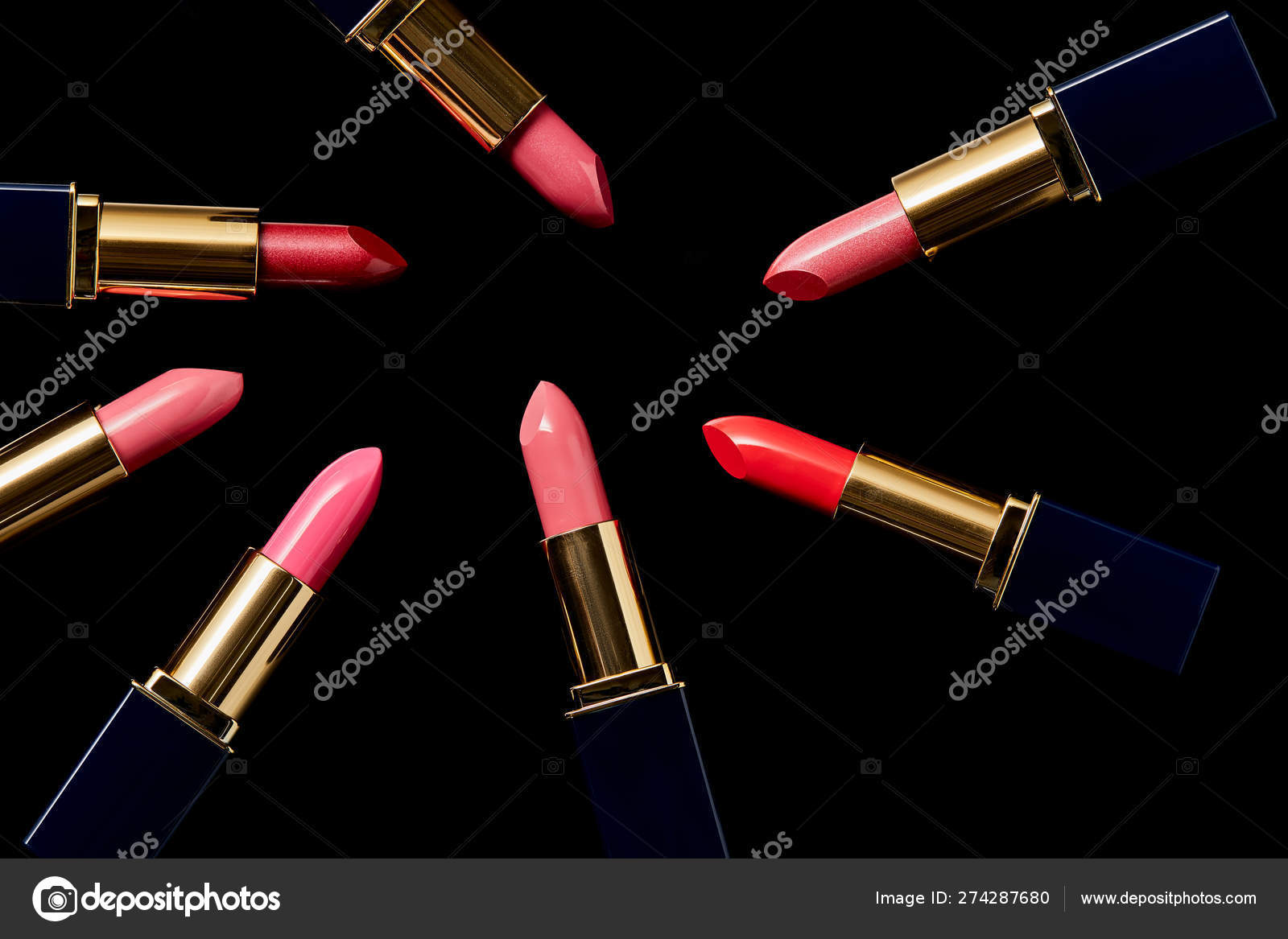 Top View Various Shades Lipsticks Isolated Black Stock Photo by ...