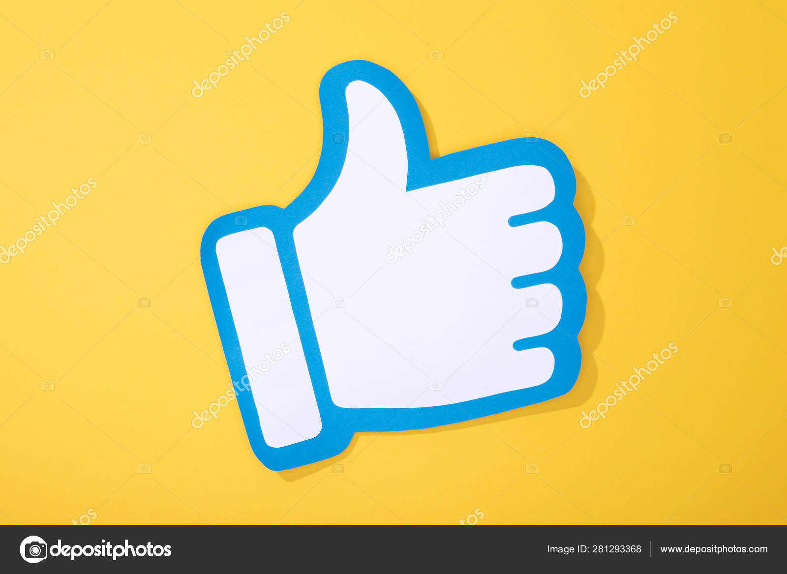 Top View White Paper Hand Thumb Yellow Background Stock Photo by ...