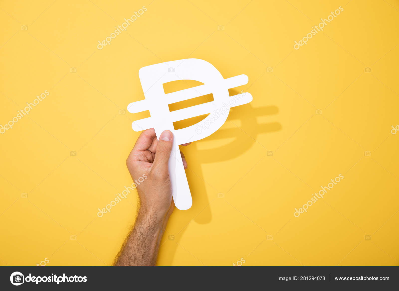Cropped View Man Holding Paper Peso Currency Signs Yellow Stock Photo ...