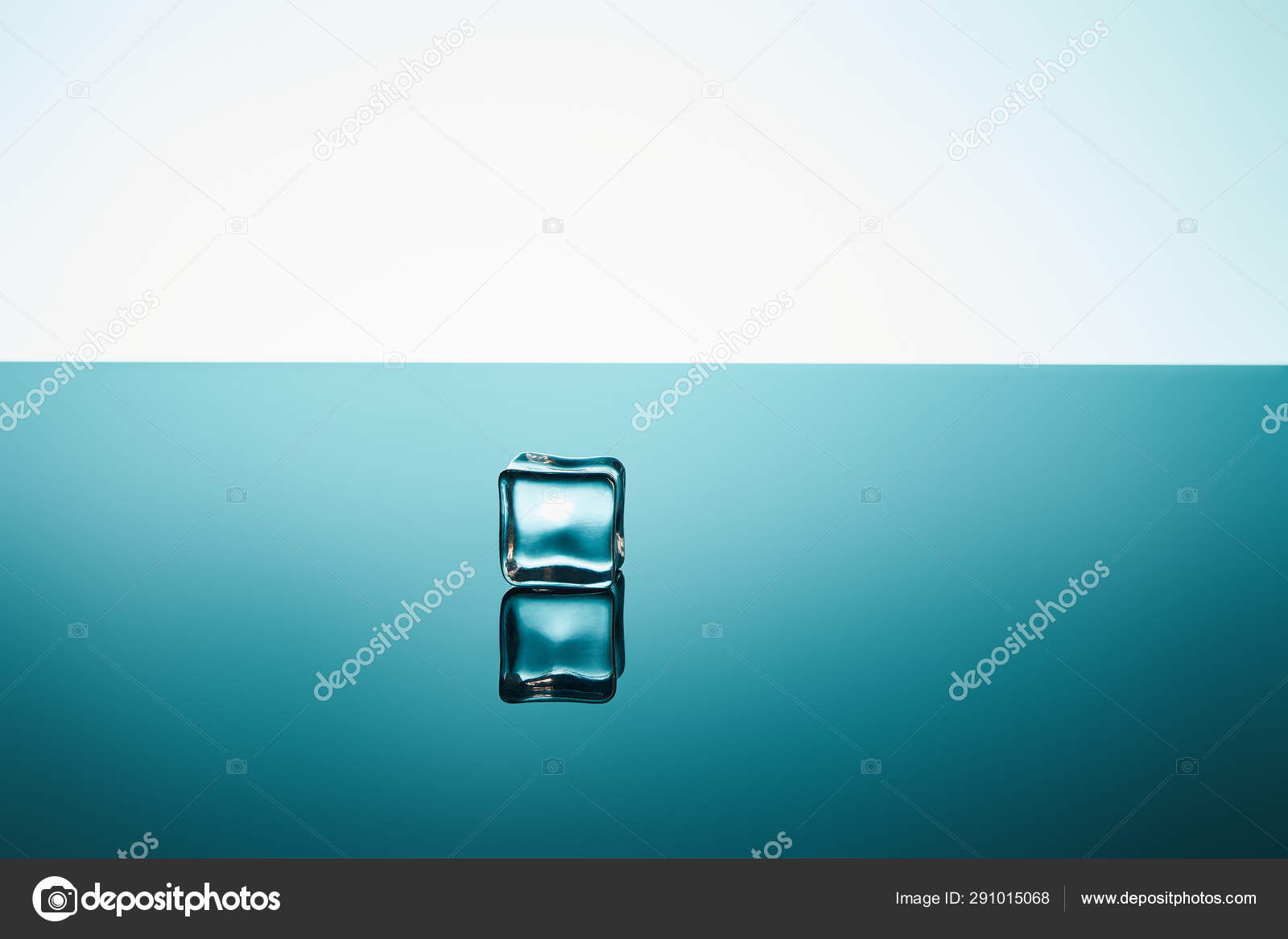 Clear Ice Cube Reflection Emerald White Background Stock Photo by ...