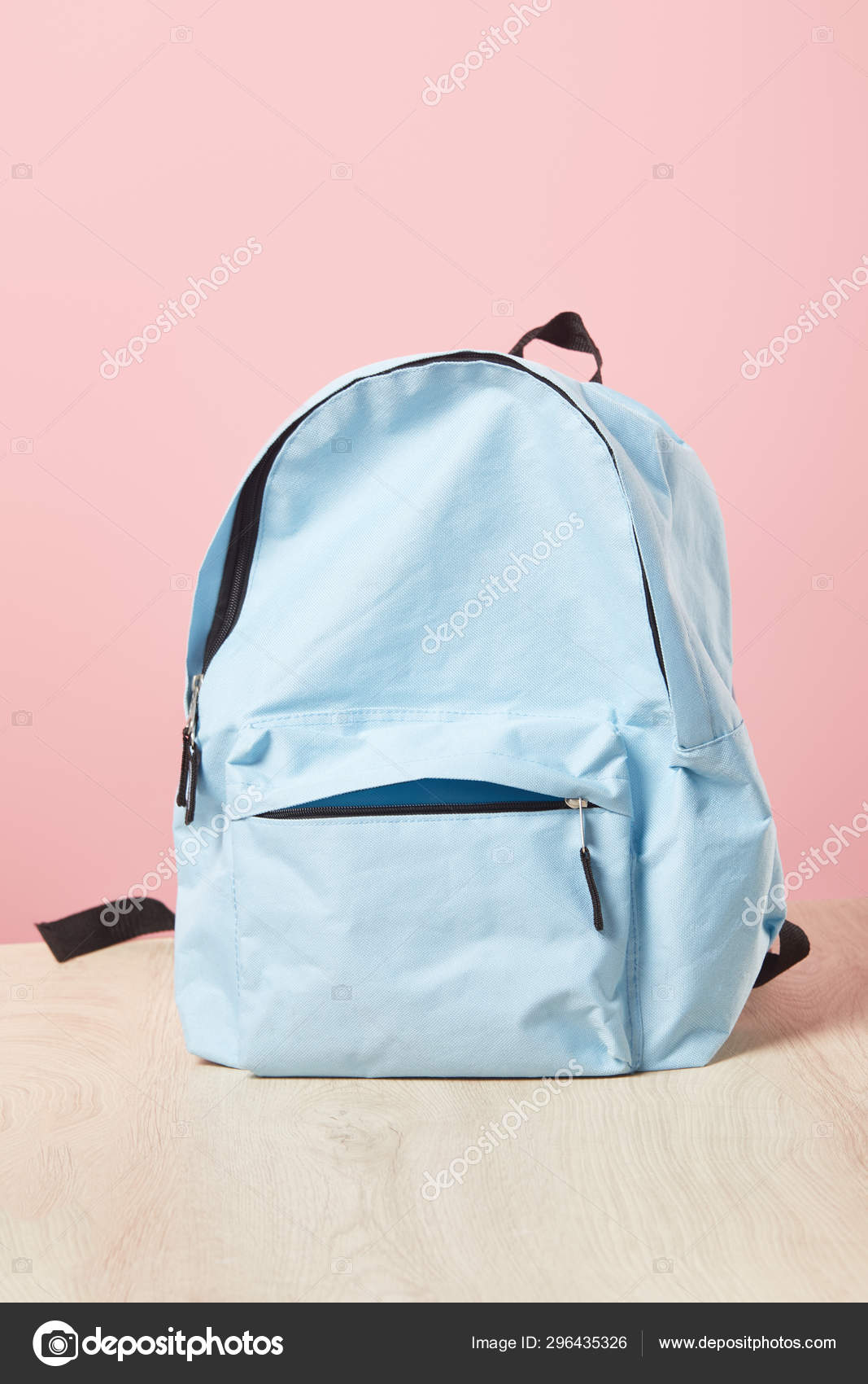 Empty School Blue Backpack Isolated Pink Stock Photo by ©AntonMatyukha ...