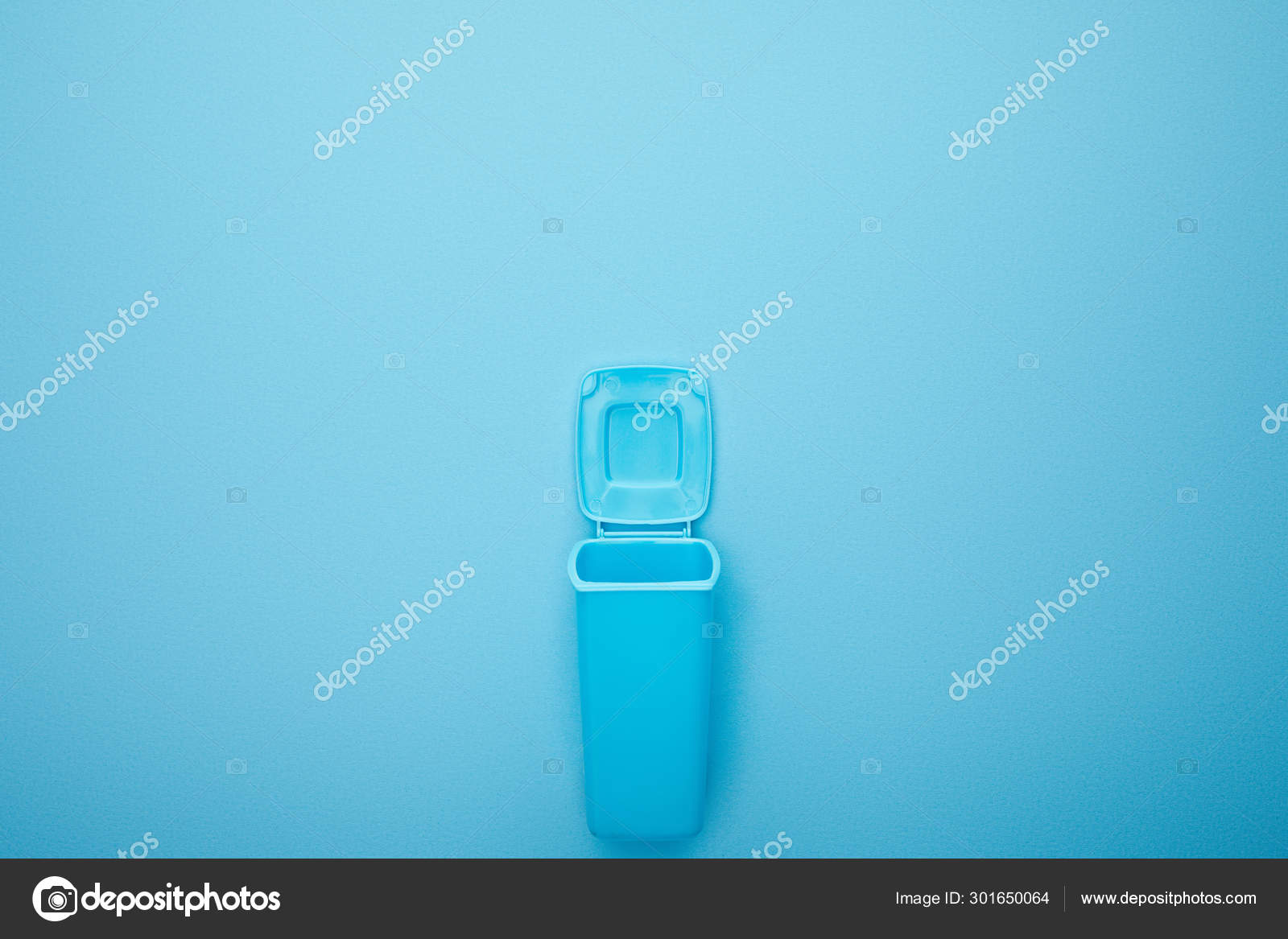 Top View Open Blue Recycle Bin Blue Background Stock Photo by ...