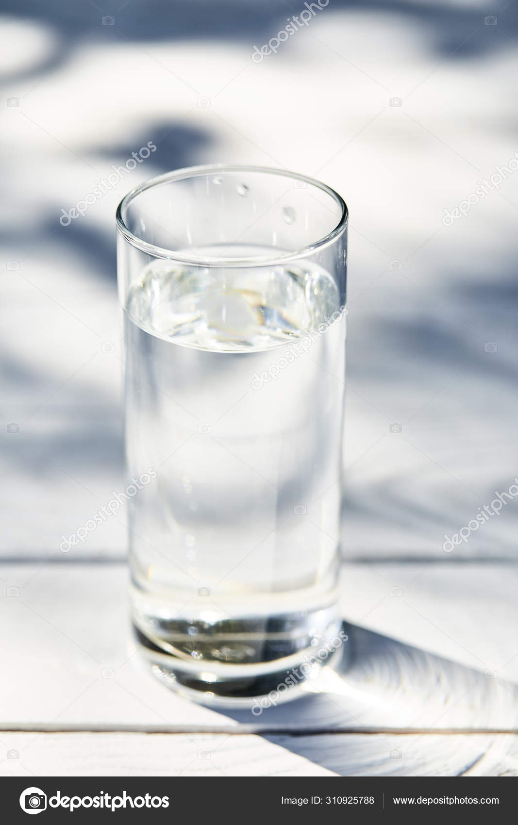 Fresh Clean Water Transparent Glass Sunny Day White Wooden Table ...