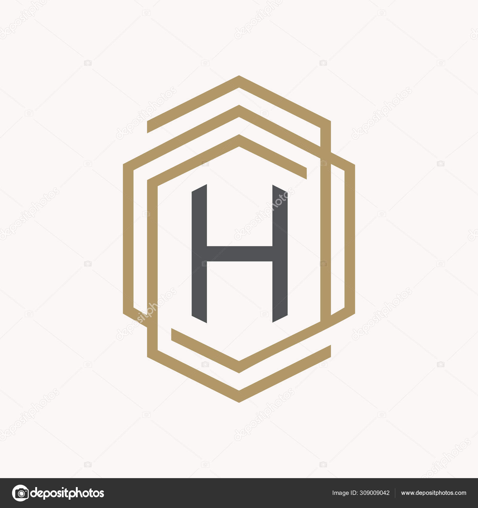 Simple and elegance letter H symbol inside abstract hexagon on t Stock ...