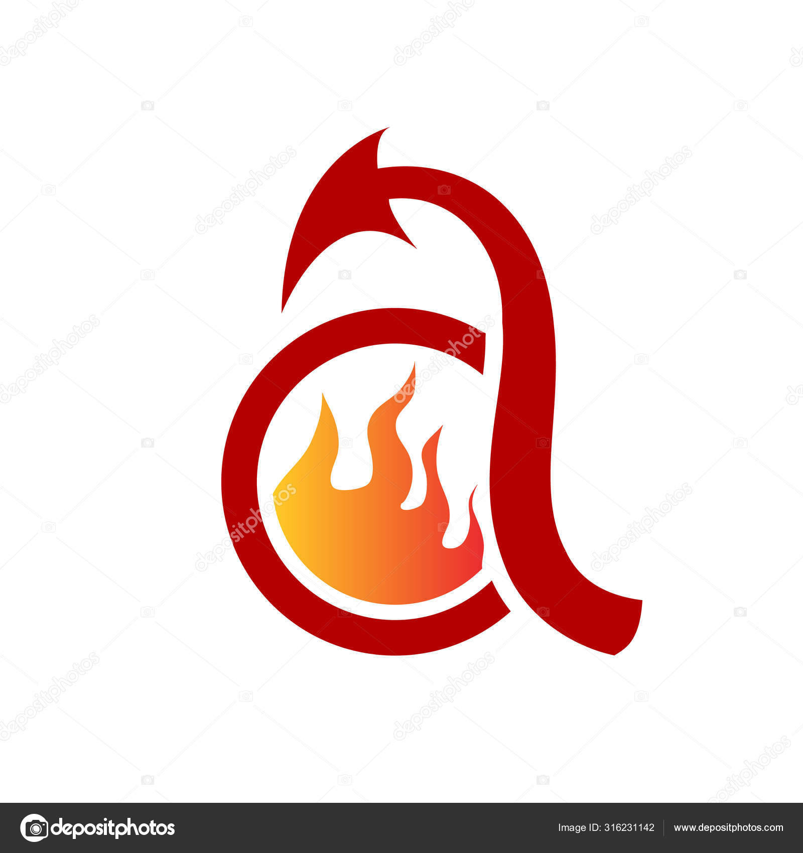 Symbol of devil in the letter A with flame Stock Illustration by ...