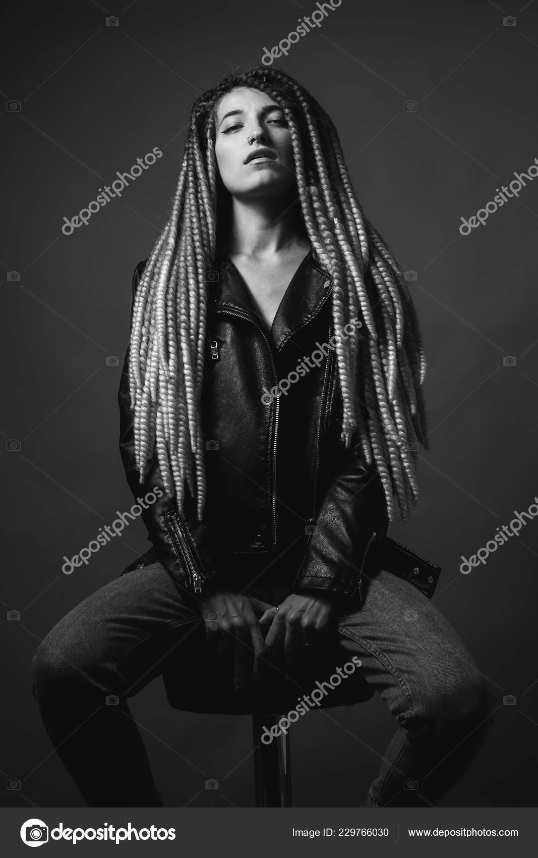 Unusual Beautiful Woman Studio Black White — Stock Photo © Dima ...