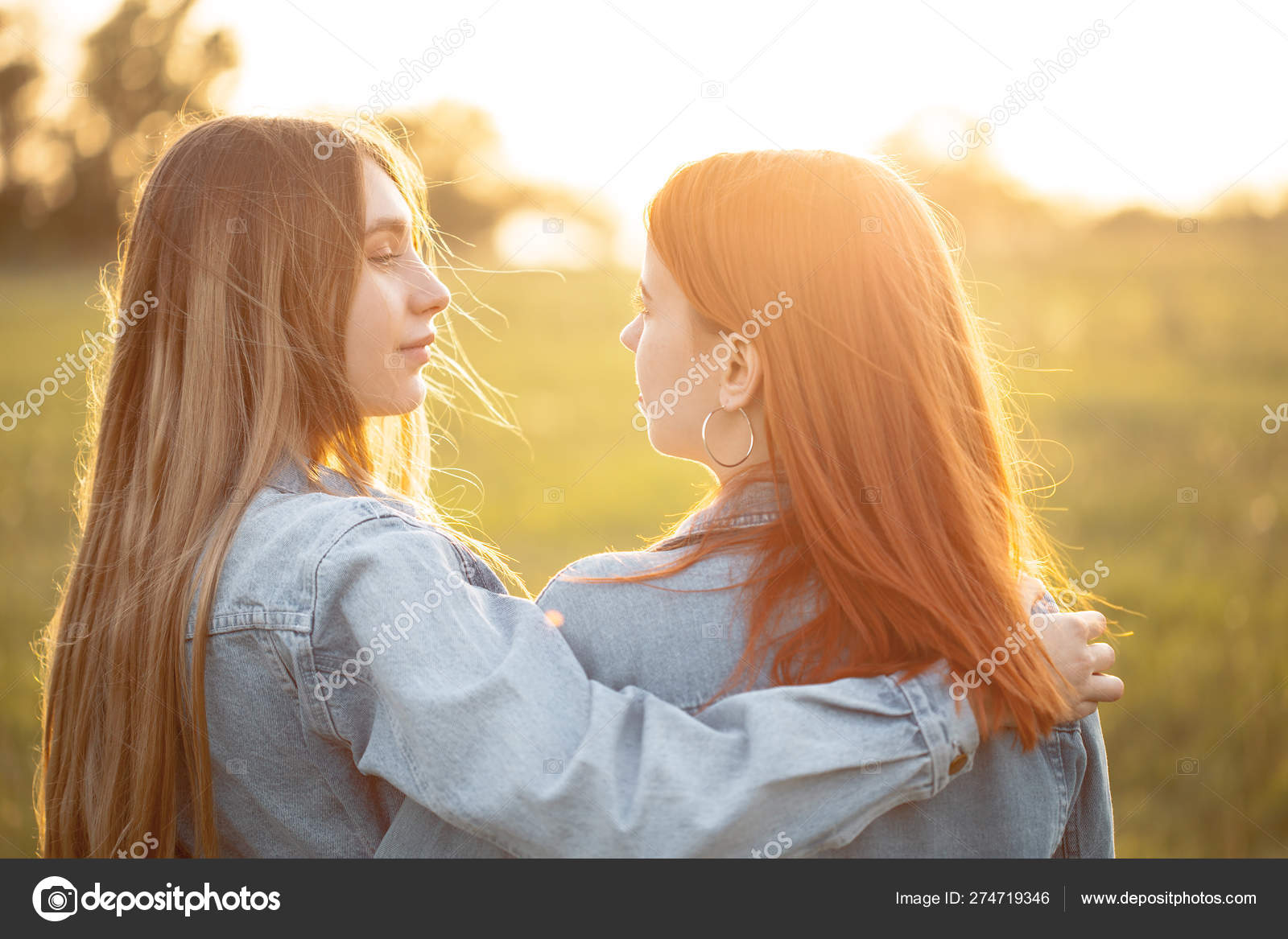 Two Girls Standing Together Sunset Best Friends Stock Photo by ©Dima ...