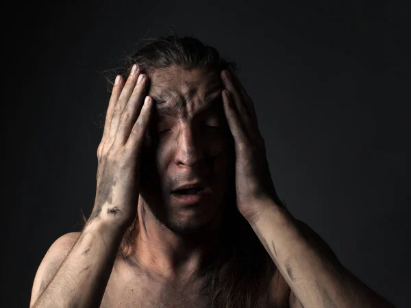 Portrait Young Man Hands Face Studio — Stock Photo © Dima_Aslanian ...