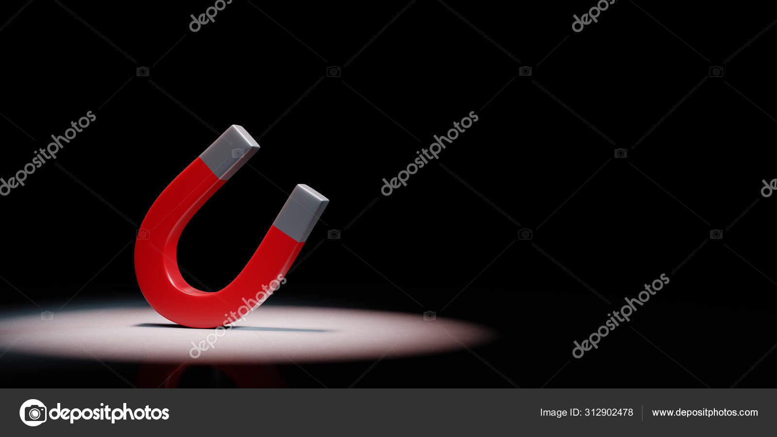 Imán rojo iluminado sobre fondo negro — Foto de stock © mrgao #312902478