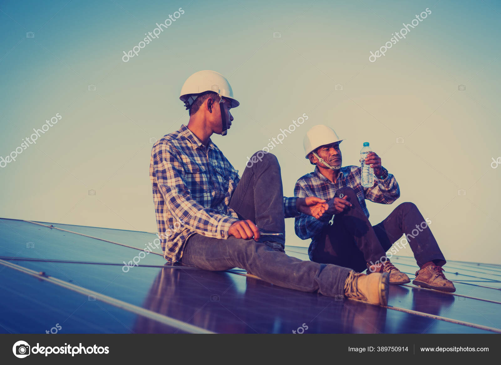 Labor Working Solar Rooftop Engineering Solar Industry — Stock Photo ...