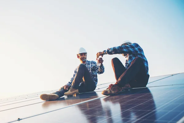 Labor Working Solar Rooftop Engineering Solar Industry Stock Photo by ...