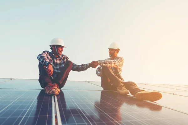Labor Working Solar Rooftop Engineering Solar Industry — Stock Photo ...