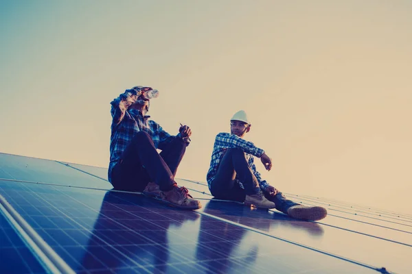Labor Working Solar Rooftop Engineering Solar Industry — Stock Photo ...