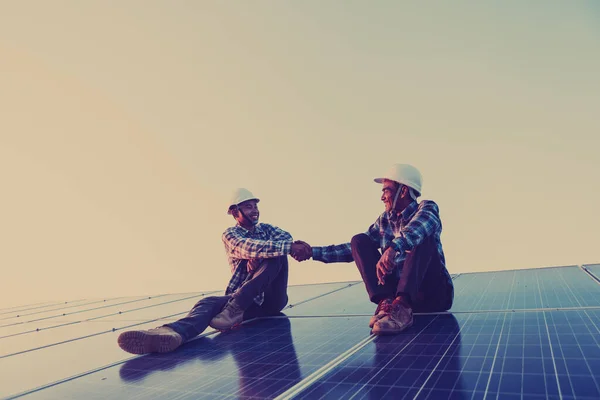 Labor Working Solar Rooftop Engineering Solar Industry Stock Photo by ...