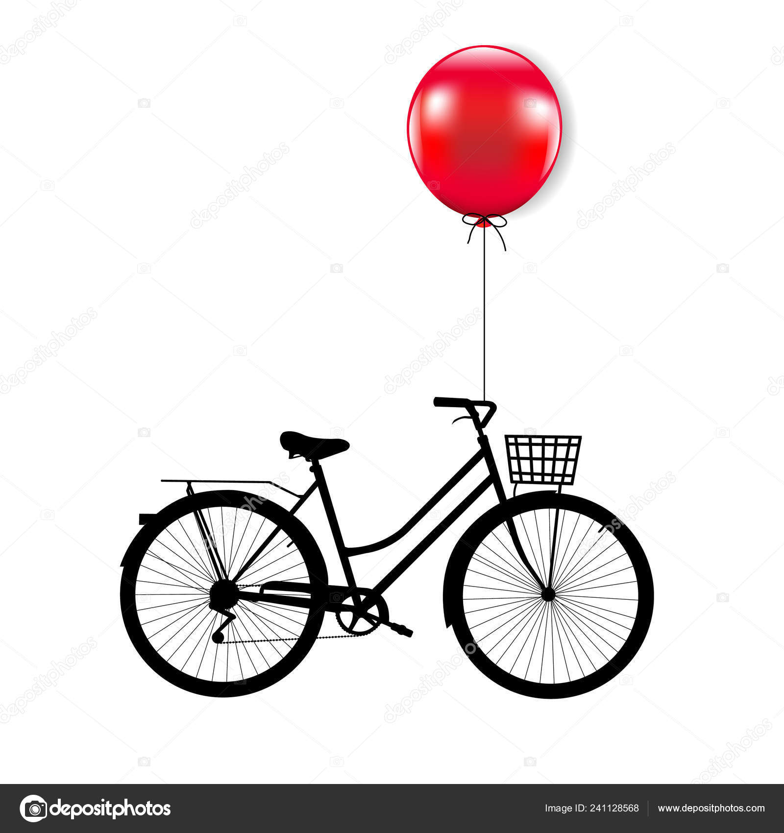 Bicycle Red Balloon Gradient Mesh Vector Illustration Stock Vector by ...
