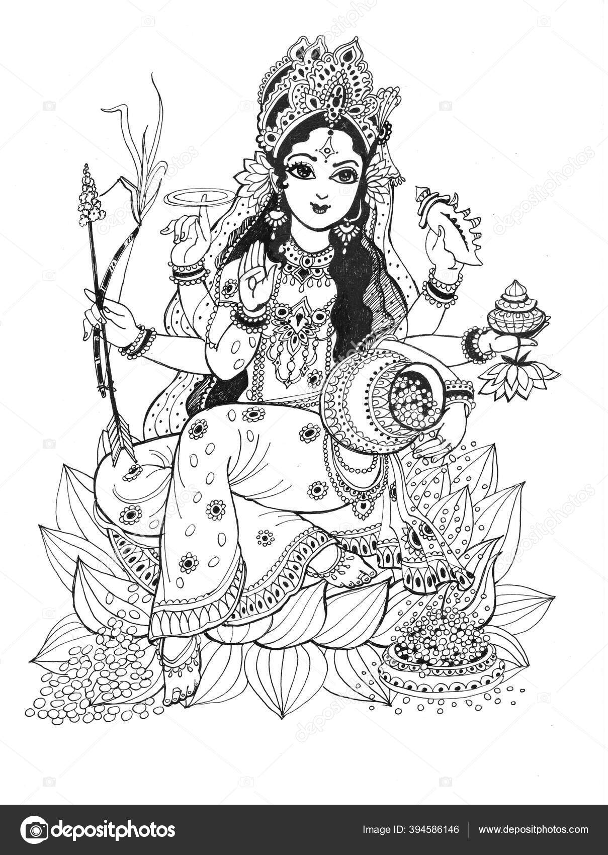 Easy To Draw Goddess Laxmi