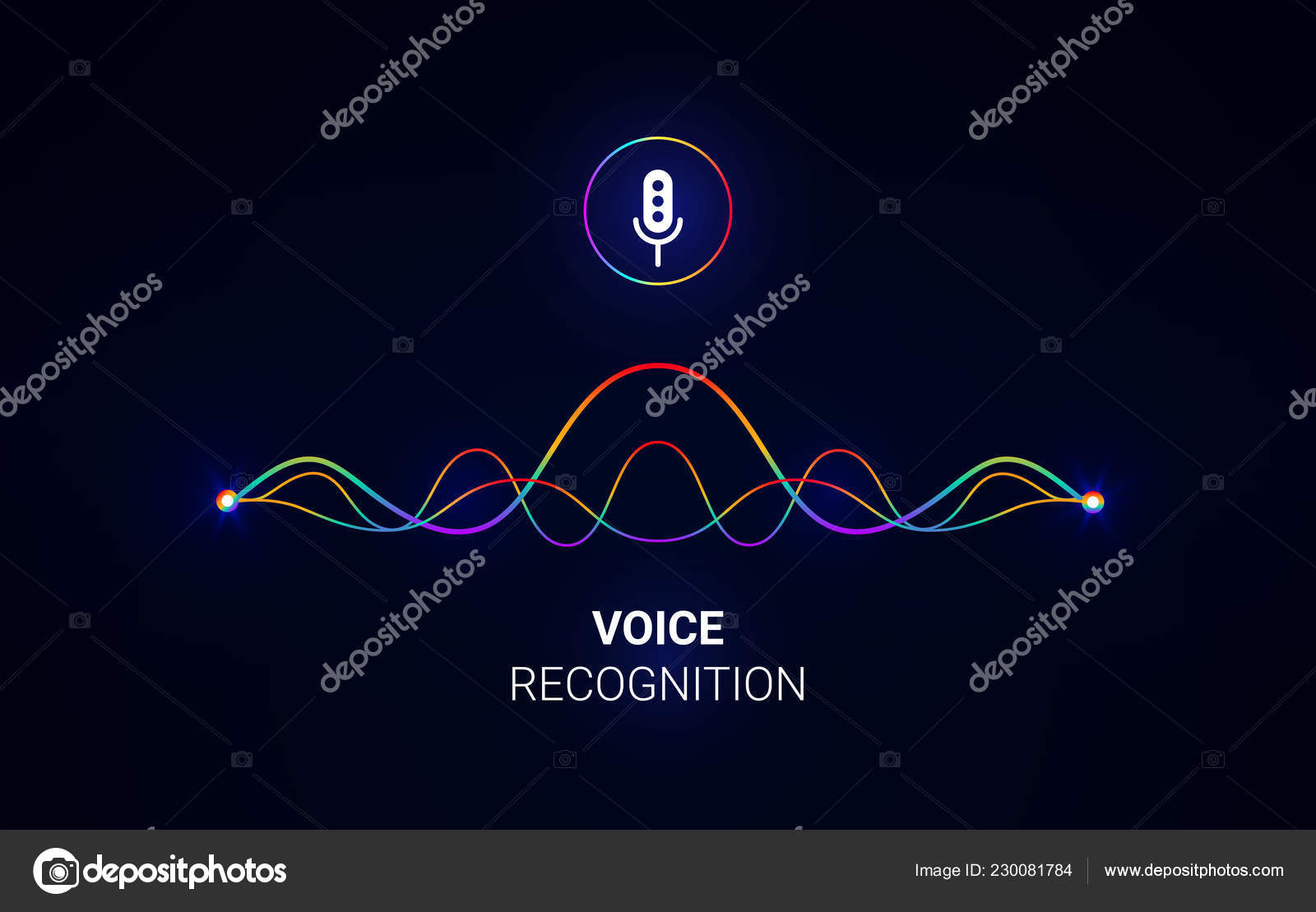 Personal assistant and voice recognition concept. Soundwave intelligent ...