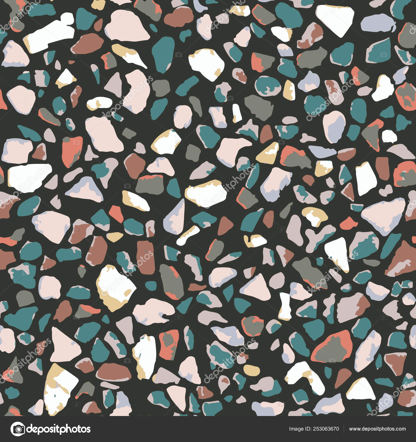 Terrazzo flooring, blue seamless pattern background texture. Abstract ...