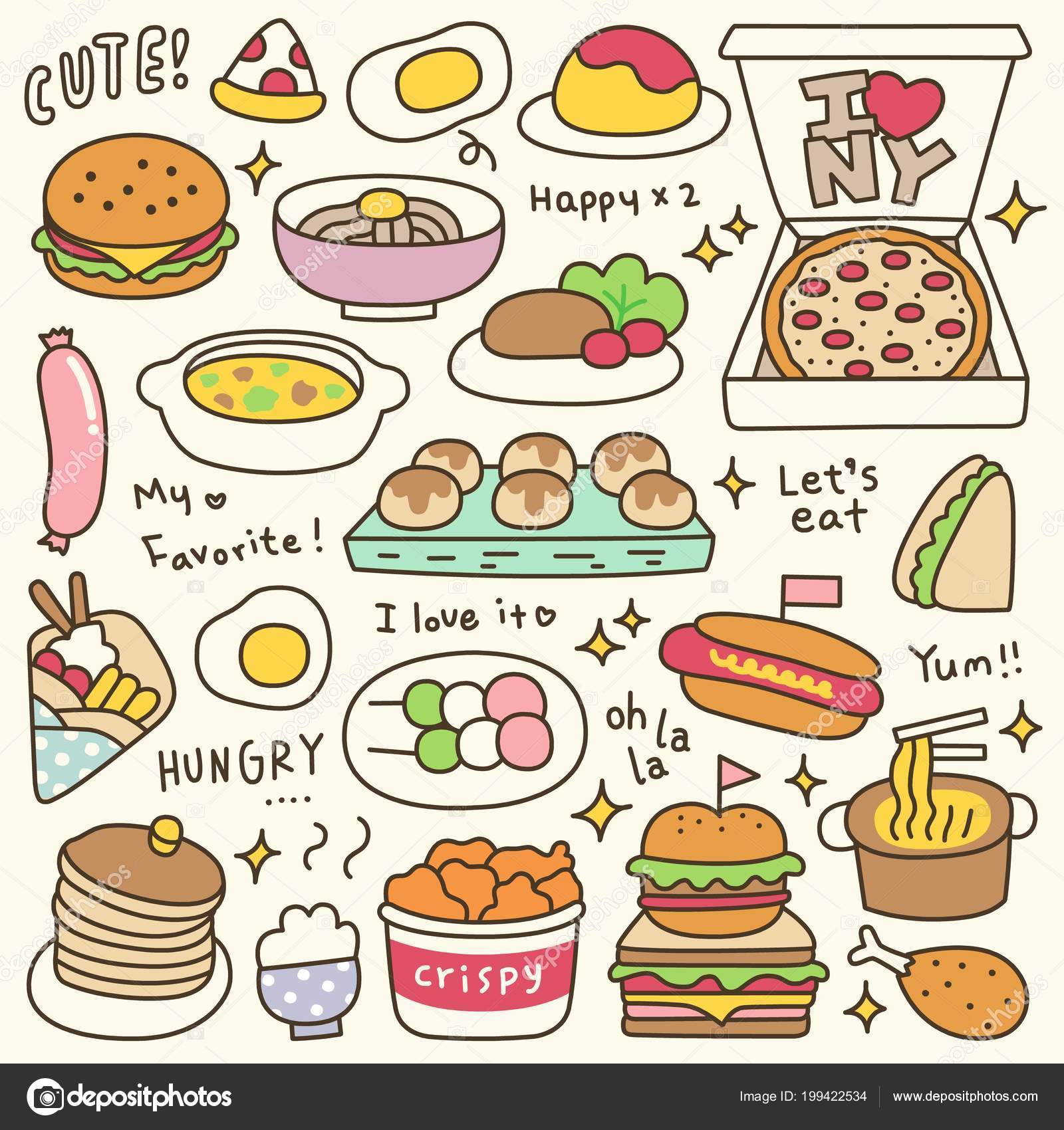 Set Cute Meal Dish Doodle Stock Vector Image by ©meysye@gmail.com ...