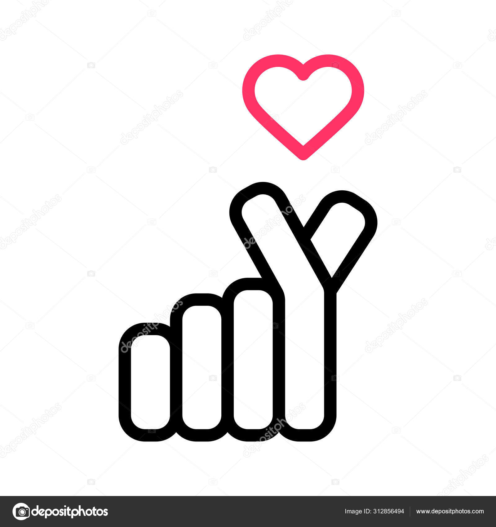 Hand Making Mini Heart Sign Icons Vector Illustration Stock Vector by ...