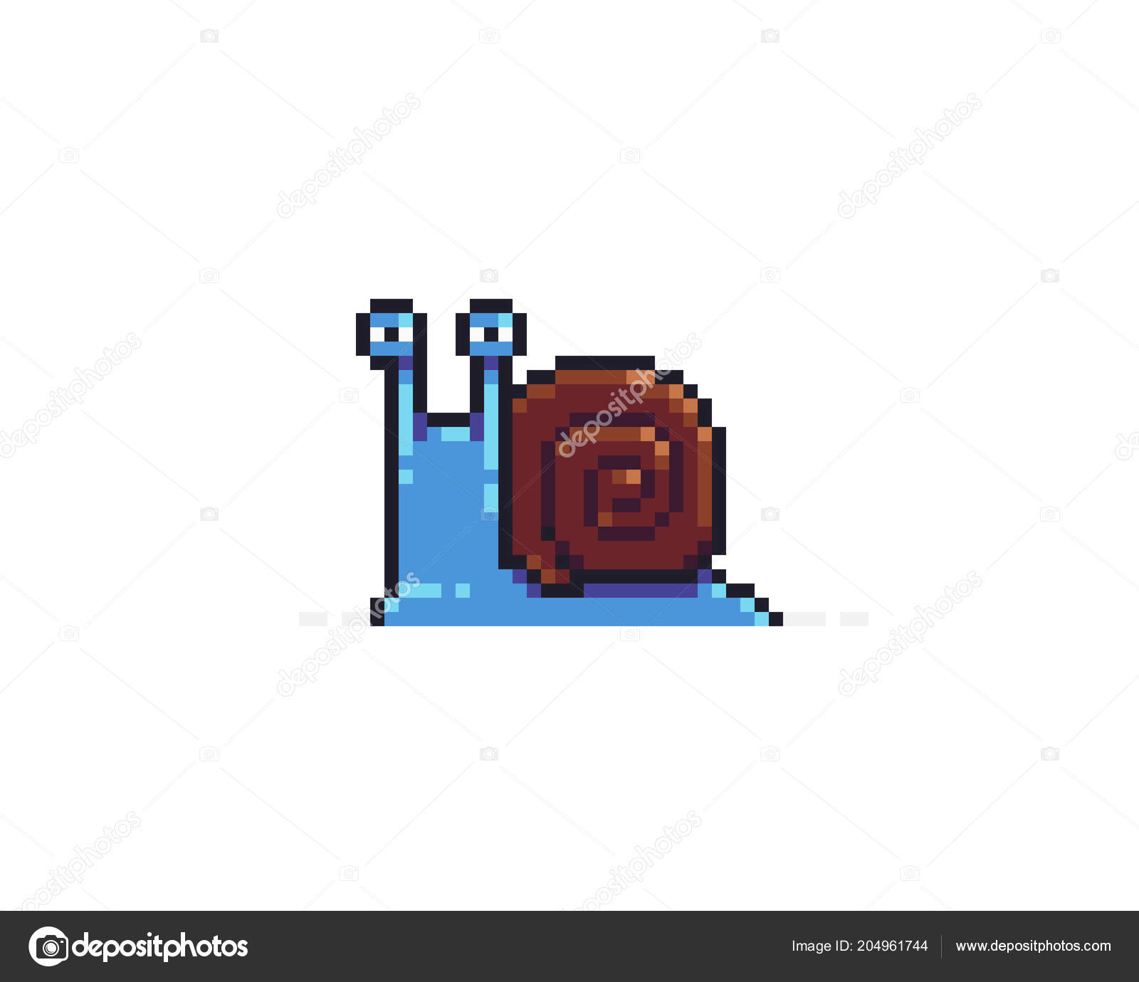 Pixel Art Snail Vector Pixel Art Cartoon Stock Illustration Download