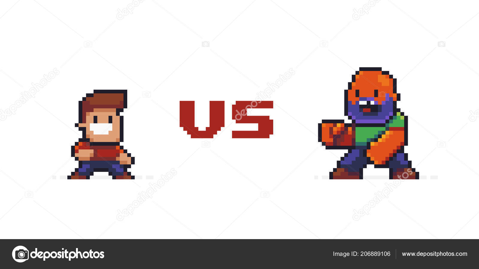 Pixel Art Versus Stock Vector by ©chuckchee 206889106