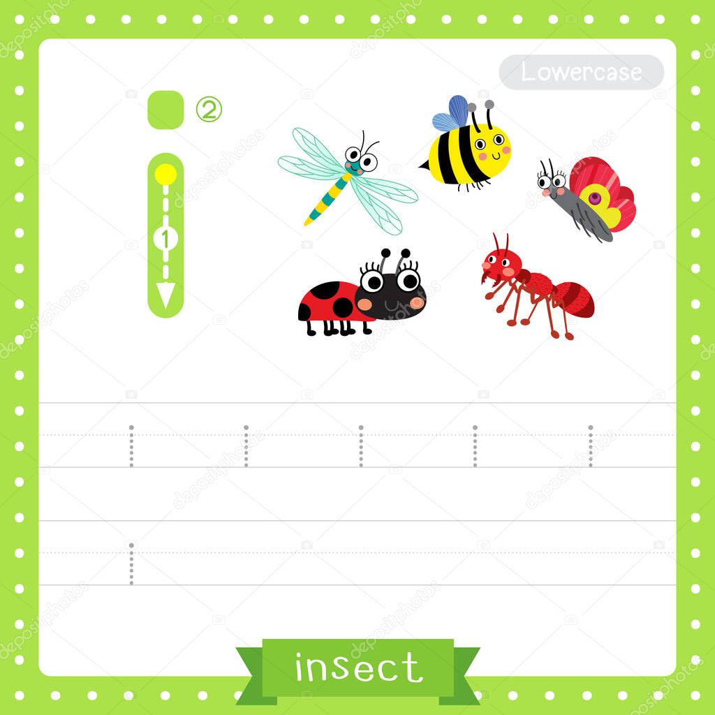 Letra I minúscula niños lindos zoológico colorido y animales ABC ...