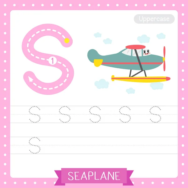 Letra S may sculas lindos ni os transporte colorido ABC alfabeto trazado hoja de trabajo pr ...
