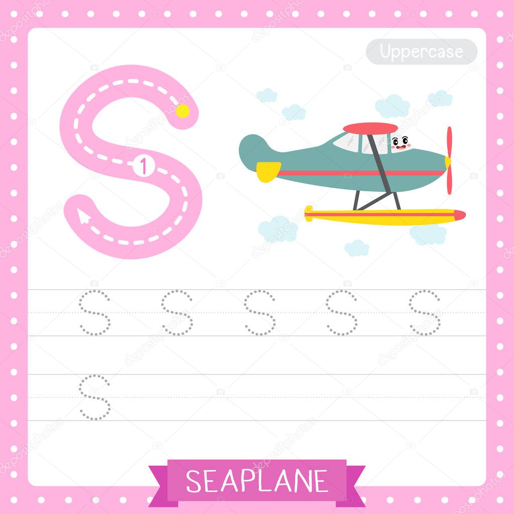 Letra S may sculas lindos ni os transporte colorido ABC alfabeto trazado hoja de trabajo pr ...