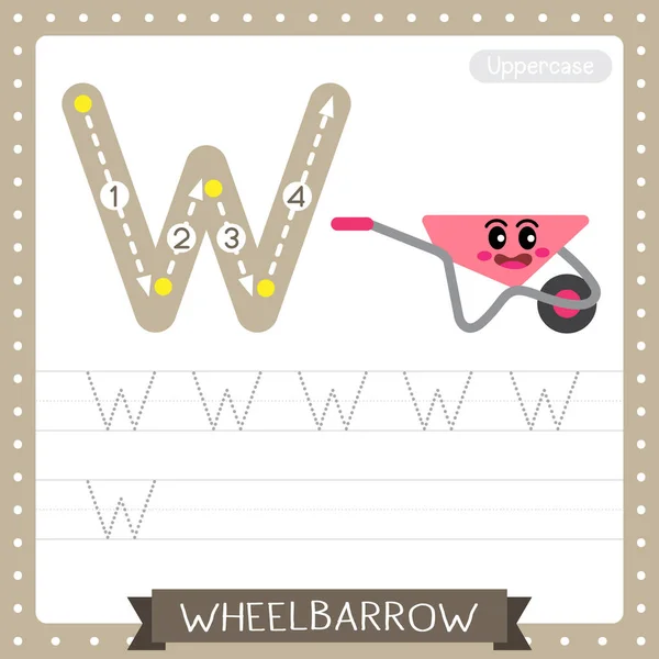 Letra W may sculas lindos ni os transporte colorido ABC alfabeto trazado hoja de trabajo pr ...