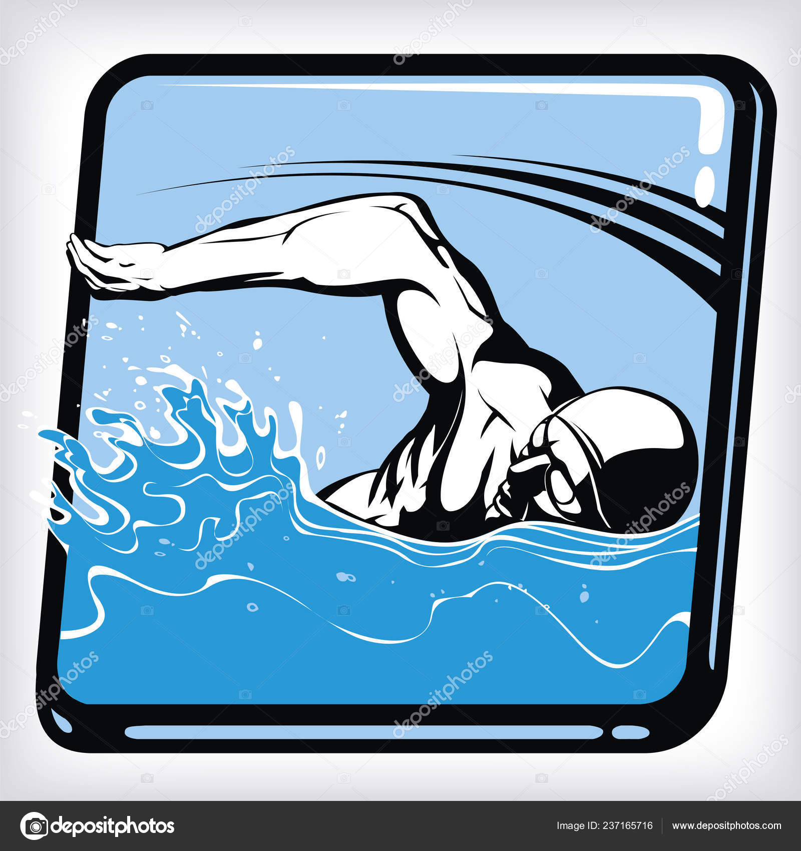 Dynamic Icon Swim Freestyle Isolated Swimming Logo Icon Swimmer Waves ...