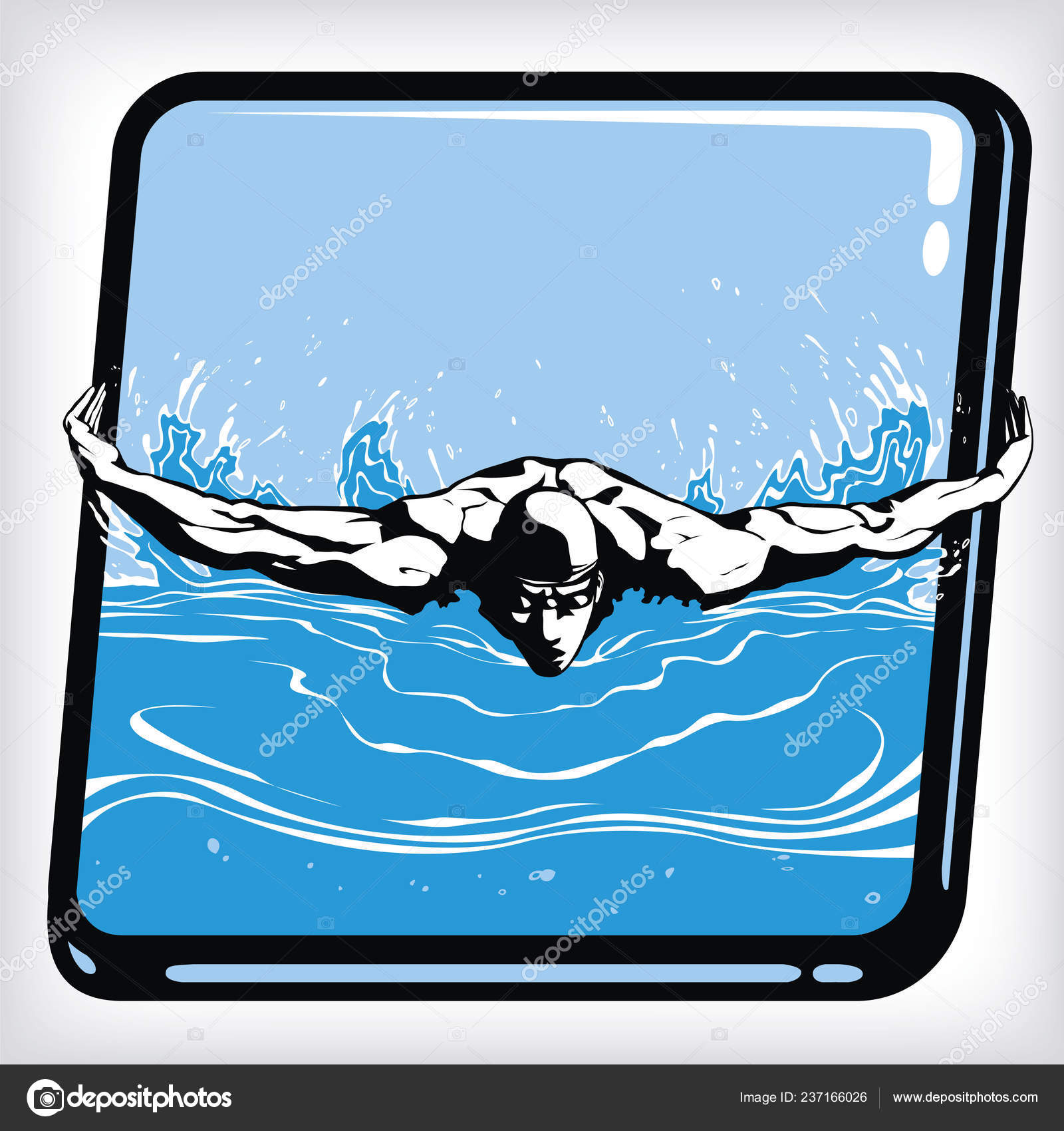 Dynamic Icon Swim Butterfly Style Illustration Swimmer Silhouette ...