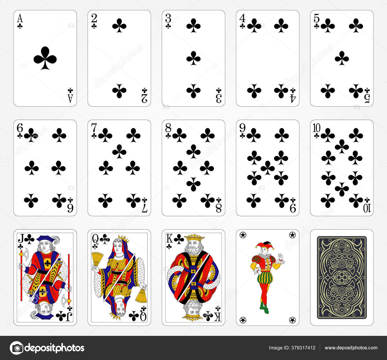 Playing Cards Clubs Suit White Background Vector Illustration Original ...