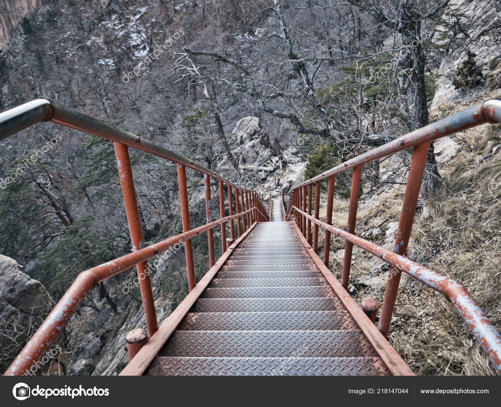 Long Staircase Leading Mountains Seoraksan National Park South Korea ...
