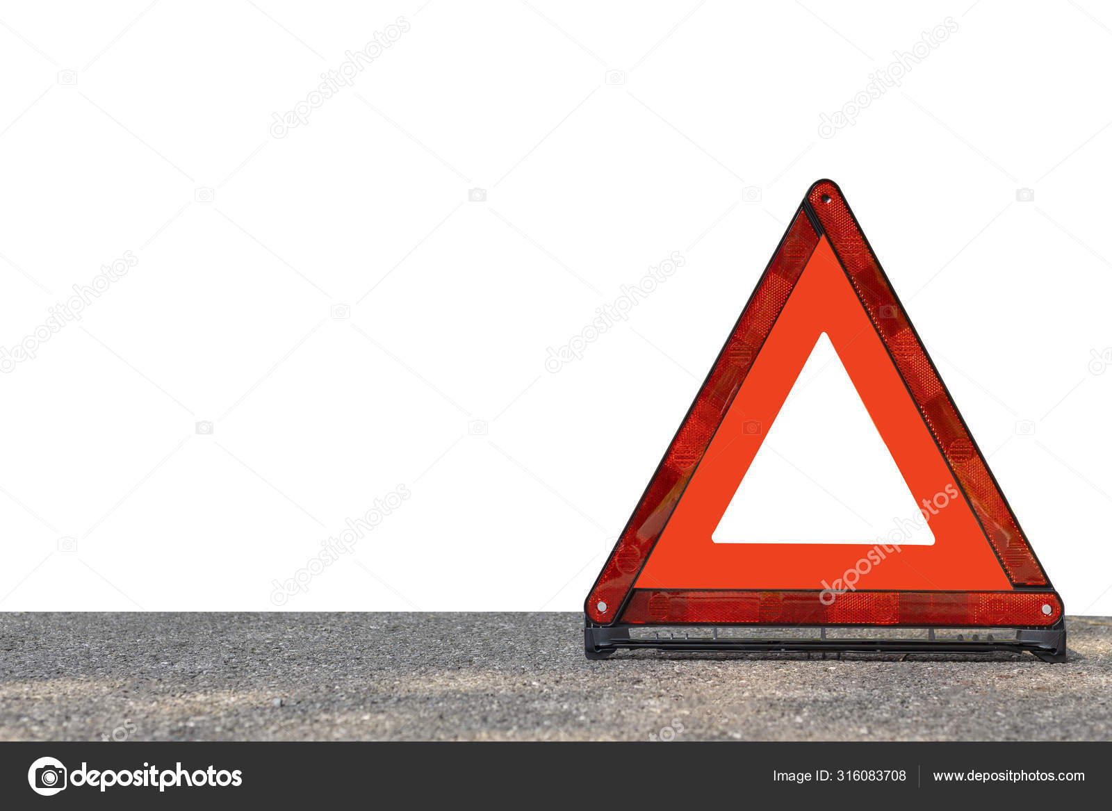 Red triangle, red emergency stop sign, red emergency symbol isolated on ...