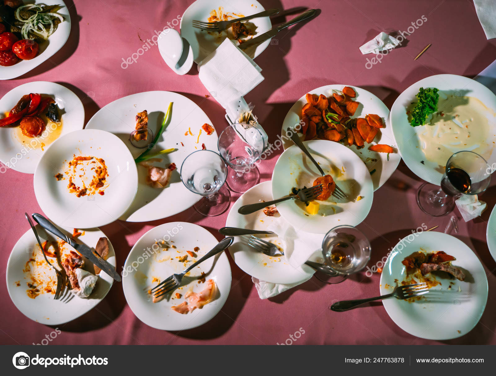 Dirty dishes on a table in a restaurant. After eating Stock Photo by ...