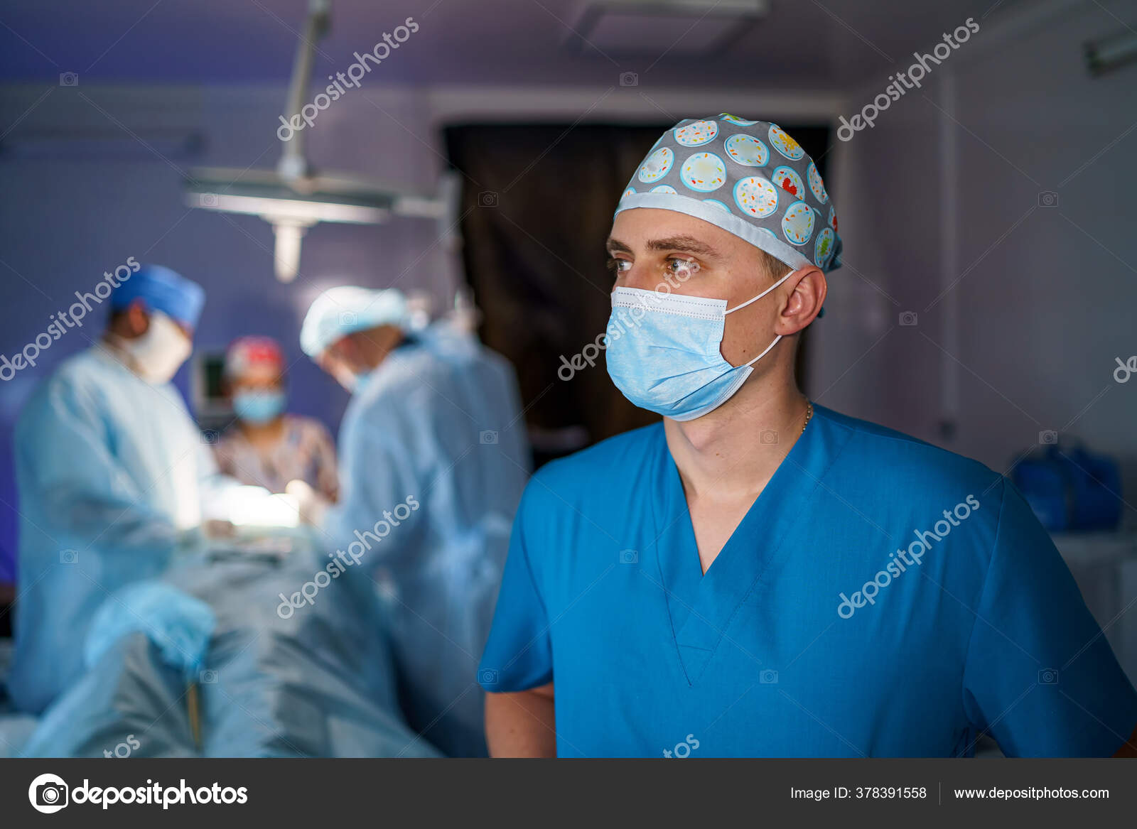 Surgery Surgeon Posing While Operation Special Equipment Doctor Closeup ...